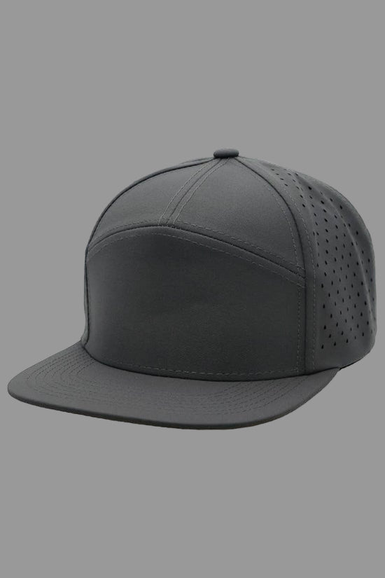 7 Panel Perforated Cotton Poly Blend Snapback – Basileia hat co.